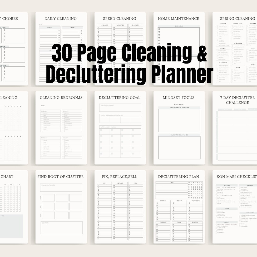 Cleaning Planner, Home Decluttering Planner, Chore Planner, Cleaning ...