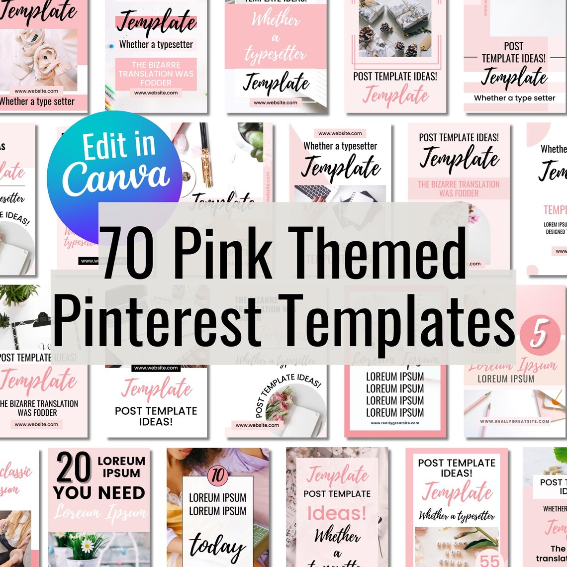 70 Editable Pink Pinterest Templates for Canva: Boost Engagement ...