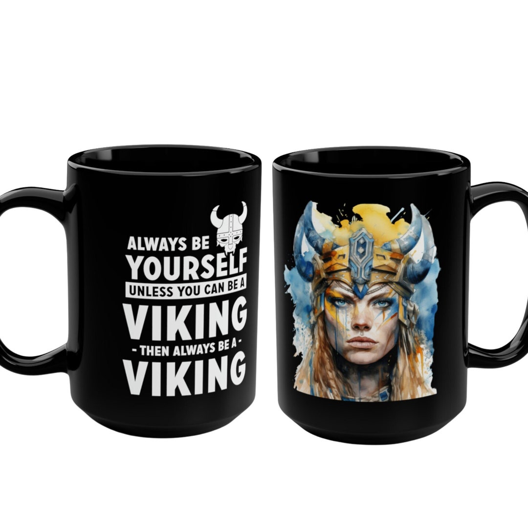 Black 15 Ounce Mug, Female Viking Warrior Mug, Viking Vessel, Viking ...