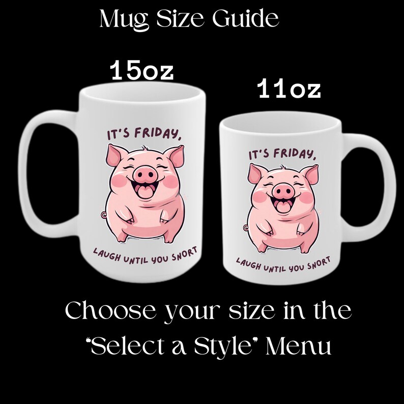 It's Friday Laugh Until You Snort Piggy Ceramic Mug 11oz, Cute Kawaii ...