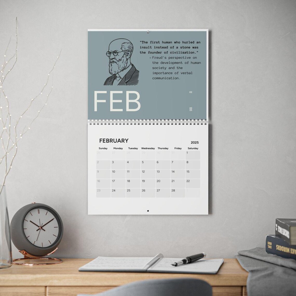 Wall Calendar, Sigmund Freud Quotes Calendar 2025 Psychology Gift ...