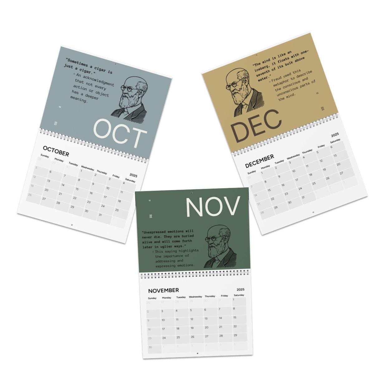 Wall Calendar, Sigmund Freud Quotes Calendar 2025 Psychology Gift ...