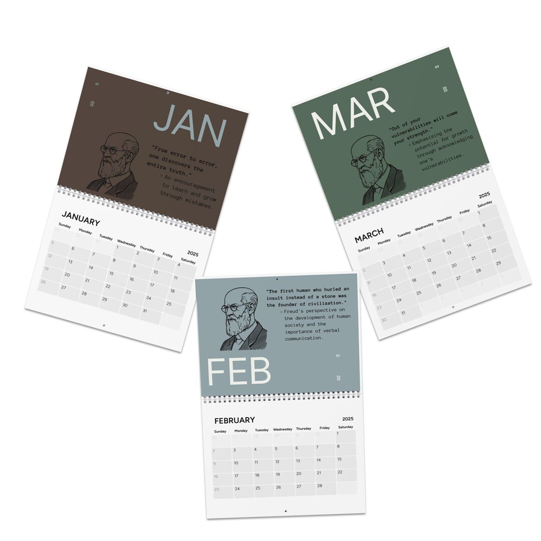 Wall Calendar, Sigmund Freud Quotes Calendar 2025 Psychology Gift ...