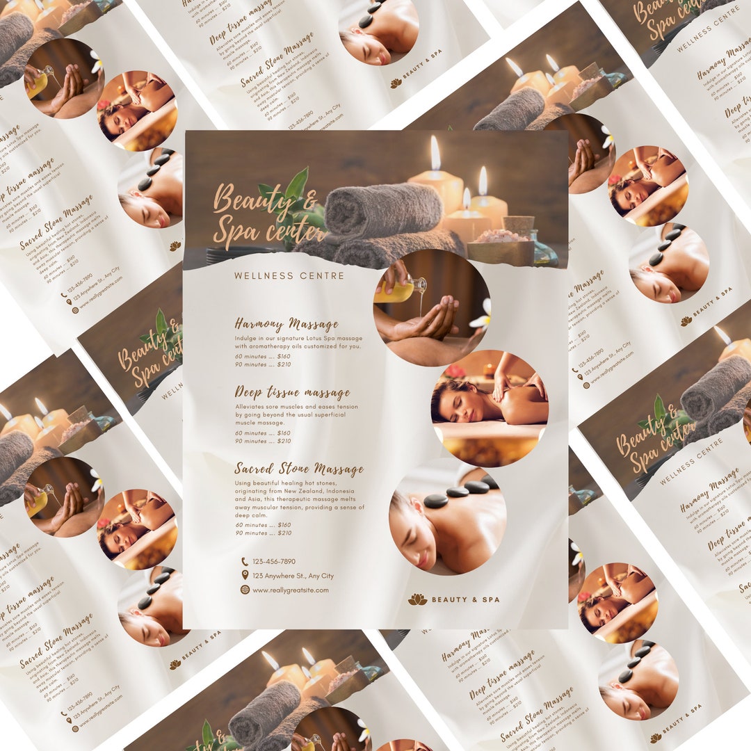 Massage Flyer Template | Beauty Spa Promotional Flyer | Editable ...