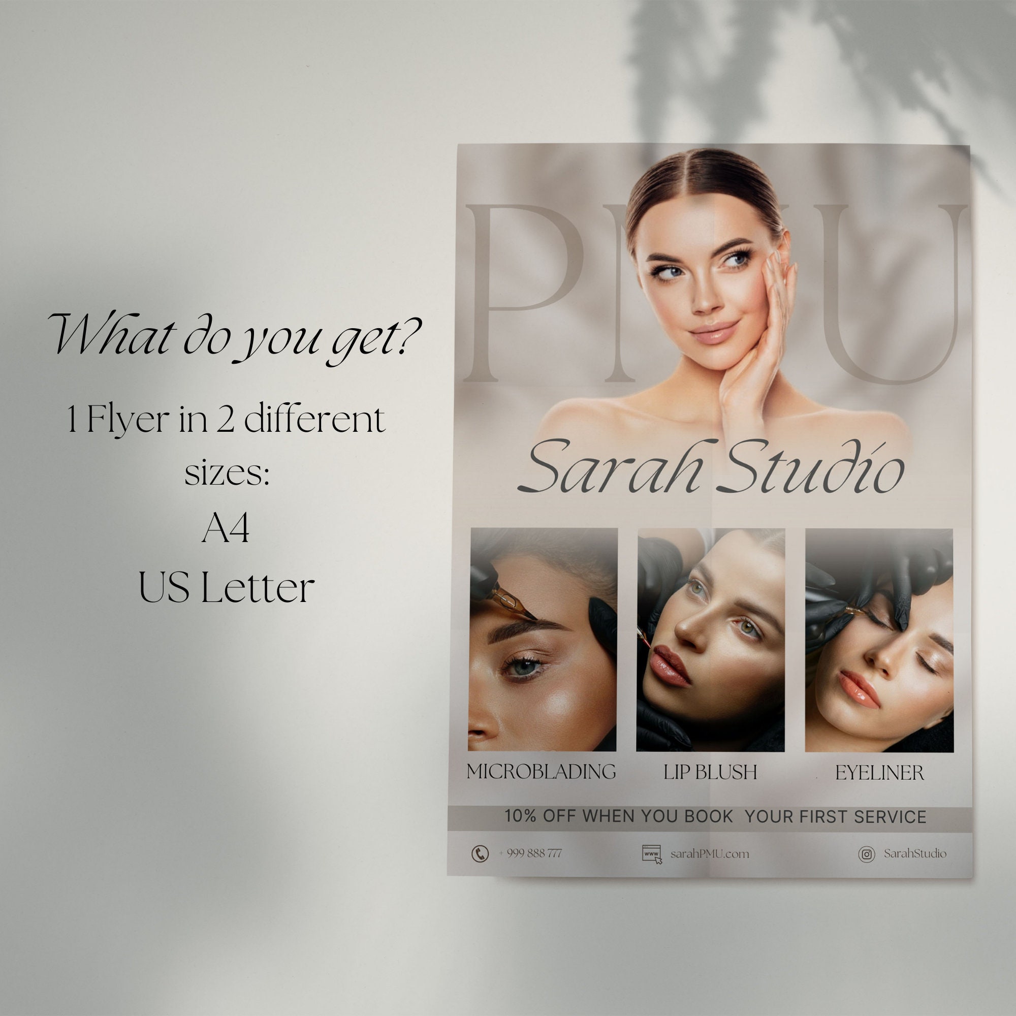 PMU Flyer Template | Microblading Promotional Flyer | Editable ...