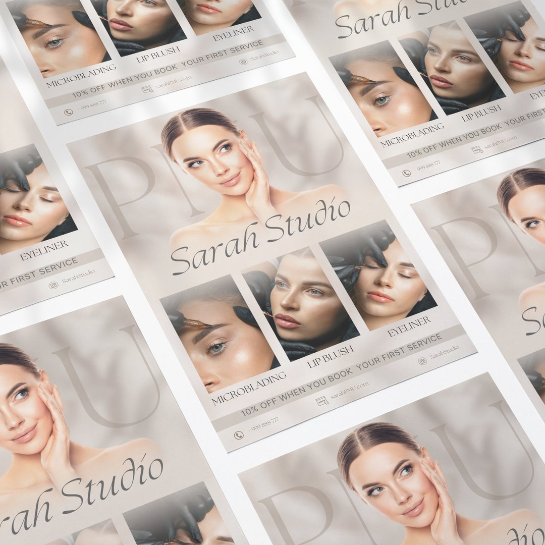 PMU Flyer Template | Microblading Promotional Flyer | Editable ...