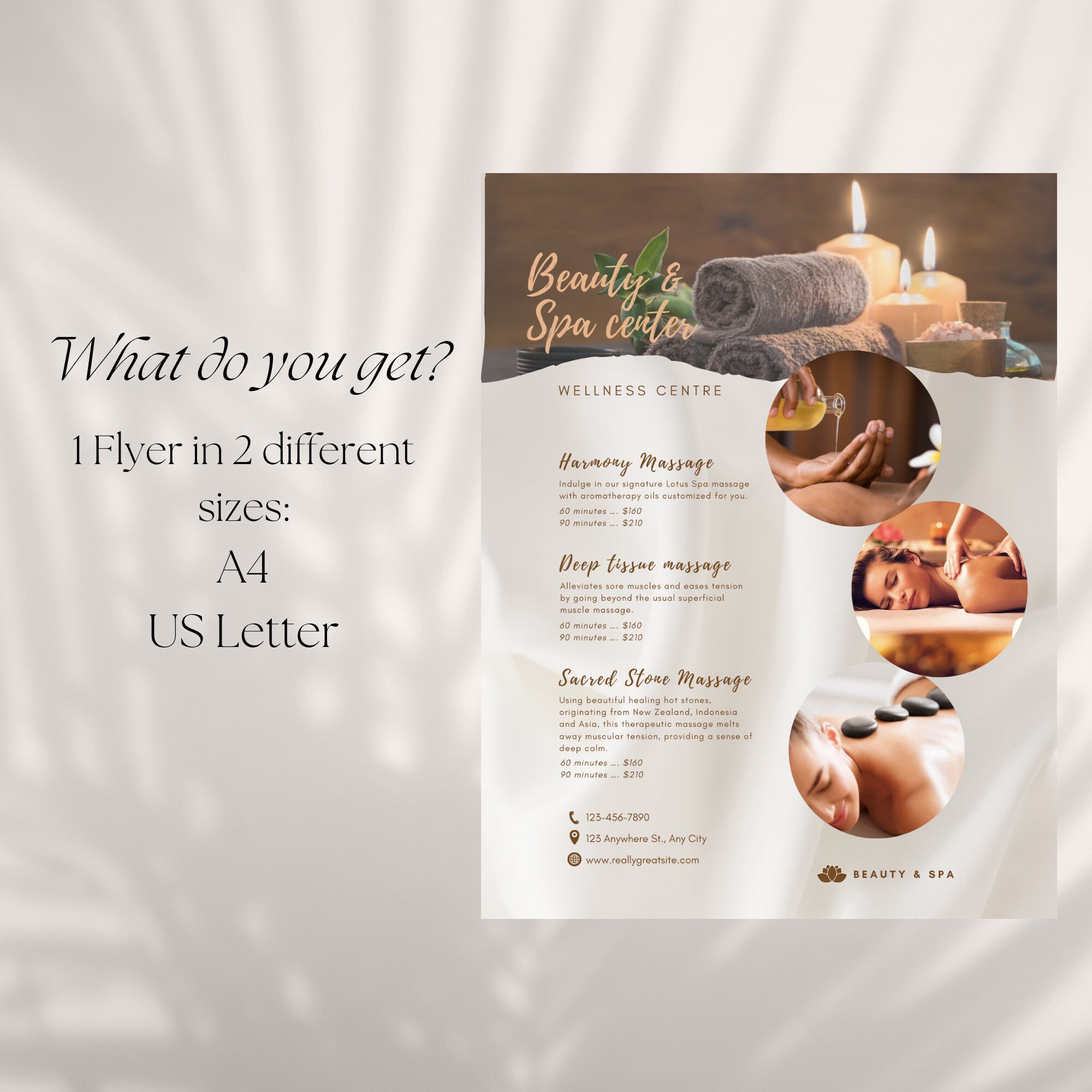 Massage Flyer Template | Beauty Spa Promotional Flyer | Editable ...
