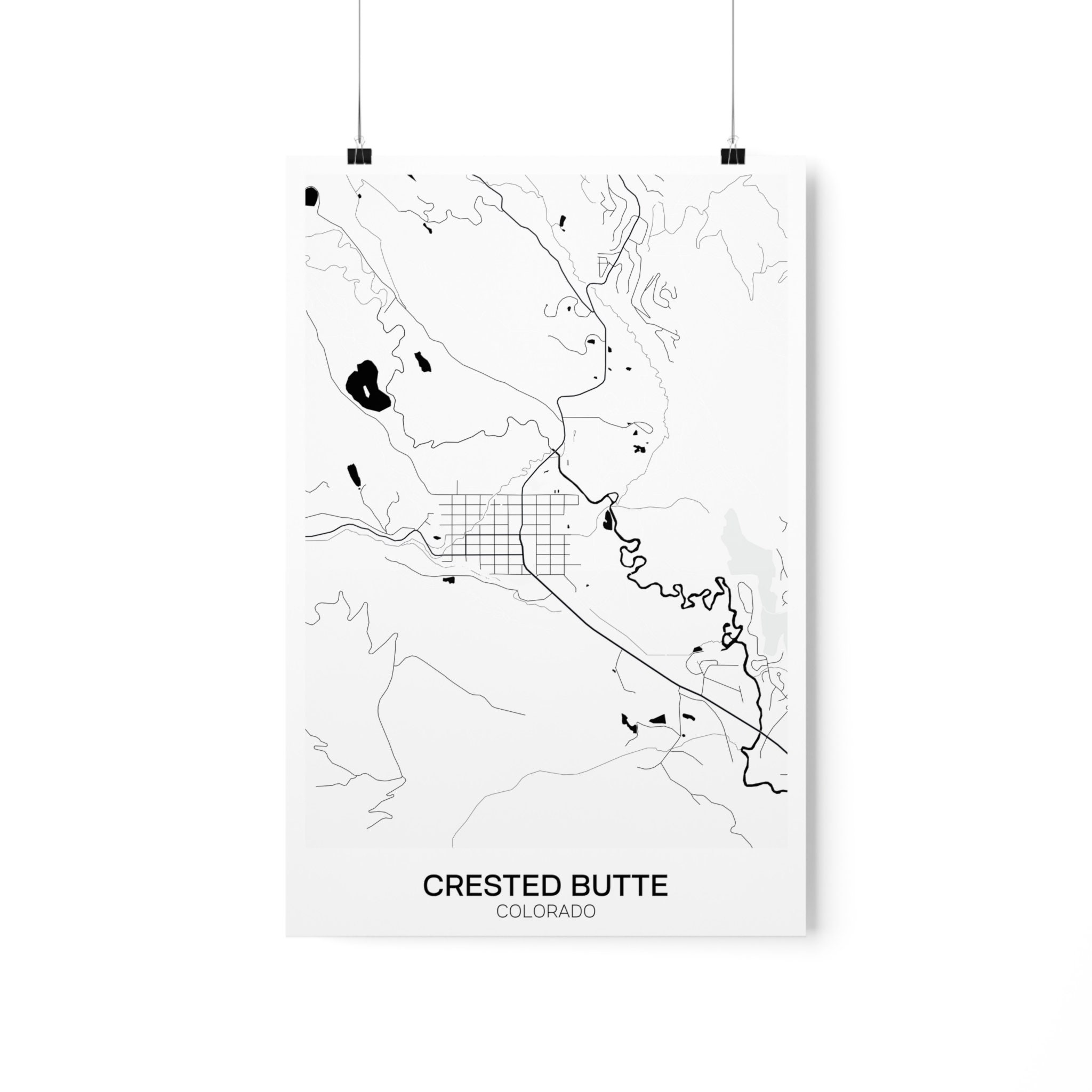 Crested Butte Map Print, Detailed, Colorado, Minimalist, Black & White ...
