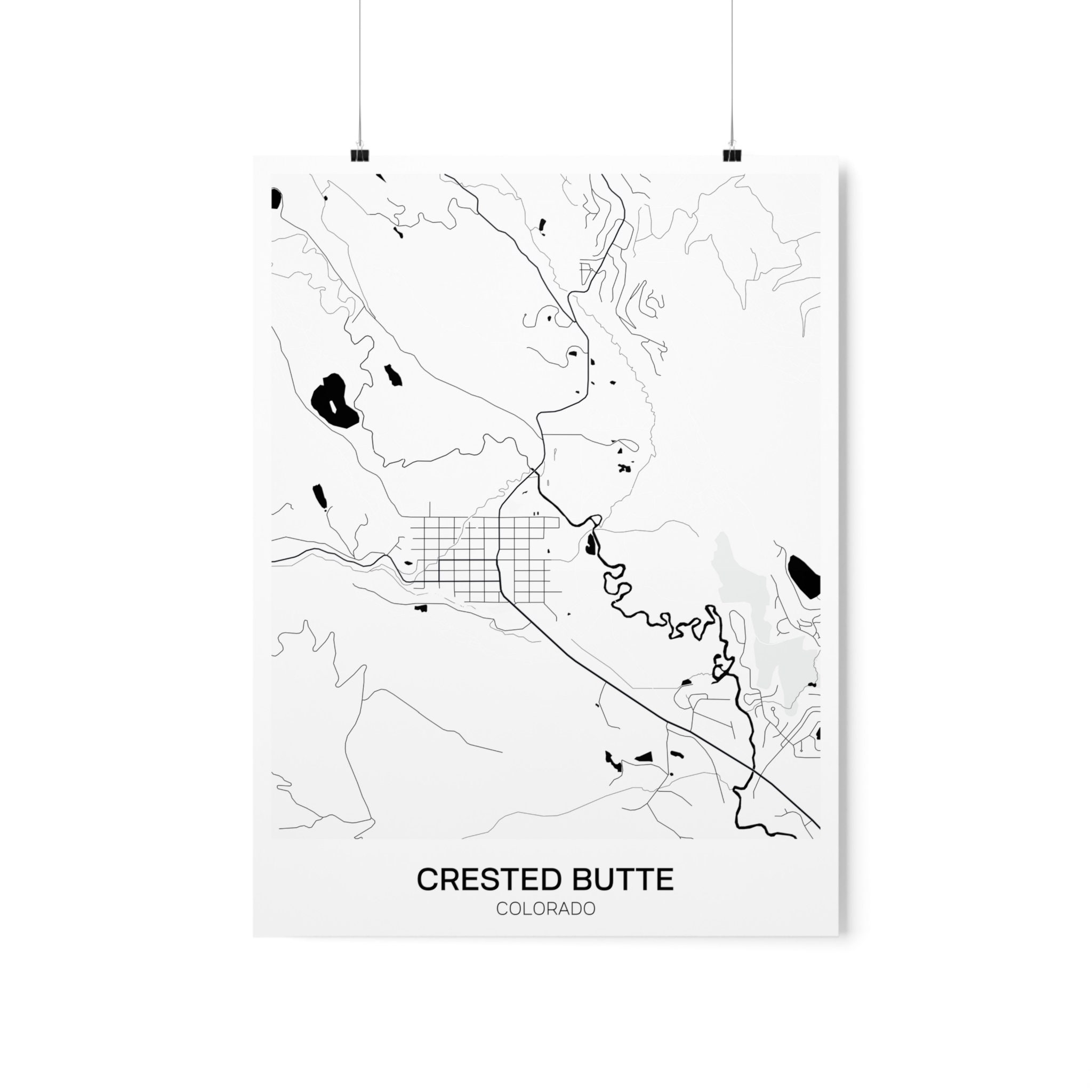 Crested Butte Map Print, Detailed, Colorado, Minimalist, Black & White ...