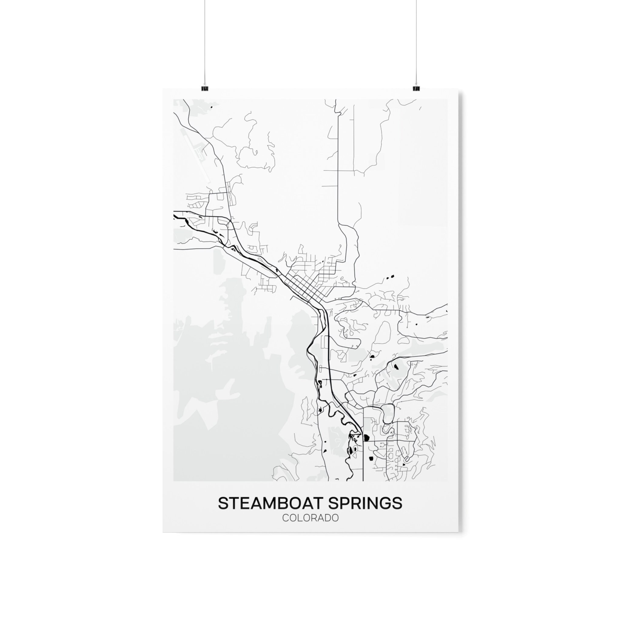 Steamboat Springs Map Print, Detailed, Colorado, Minimalist, Black ...