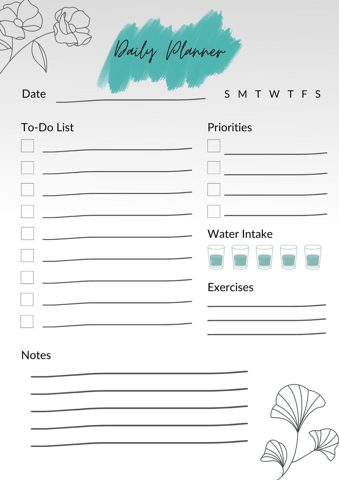Daily Planner Printable, Daily Schedule, To-do List, Instant Download ...