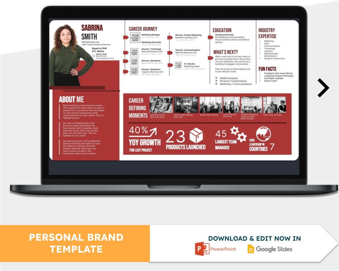 Professional Bio Template: Executive Resume, Personal Brand (powerpoint ...