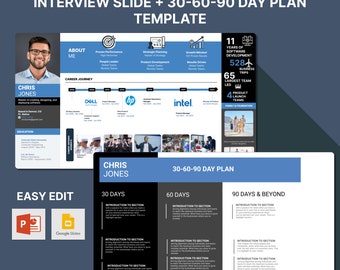 30 60 90 Day Plan Template Interview Presentation With Professional Bio ...