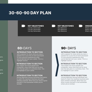 30-60-90 Day Plan Template: Interview Presentation, Executive Bio - Etsy