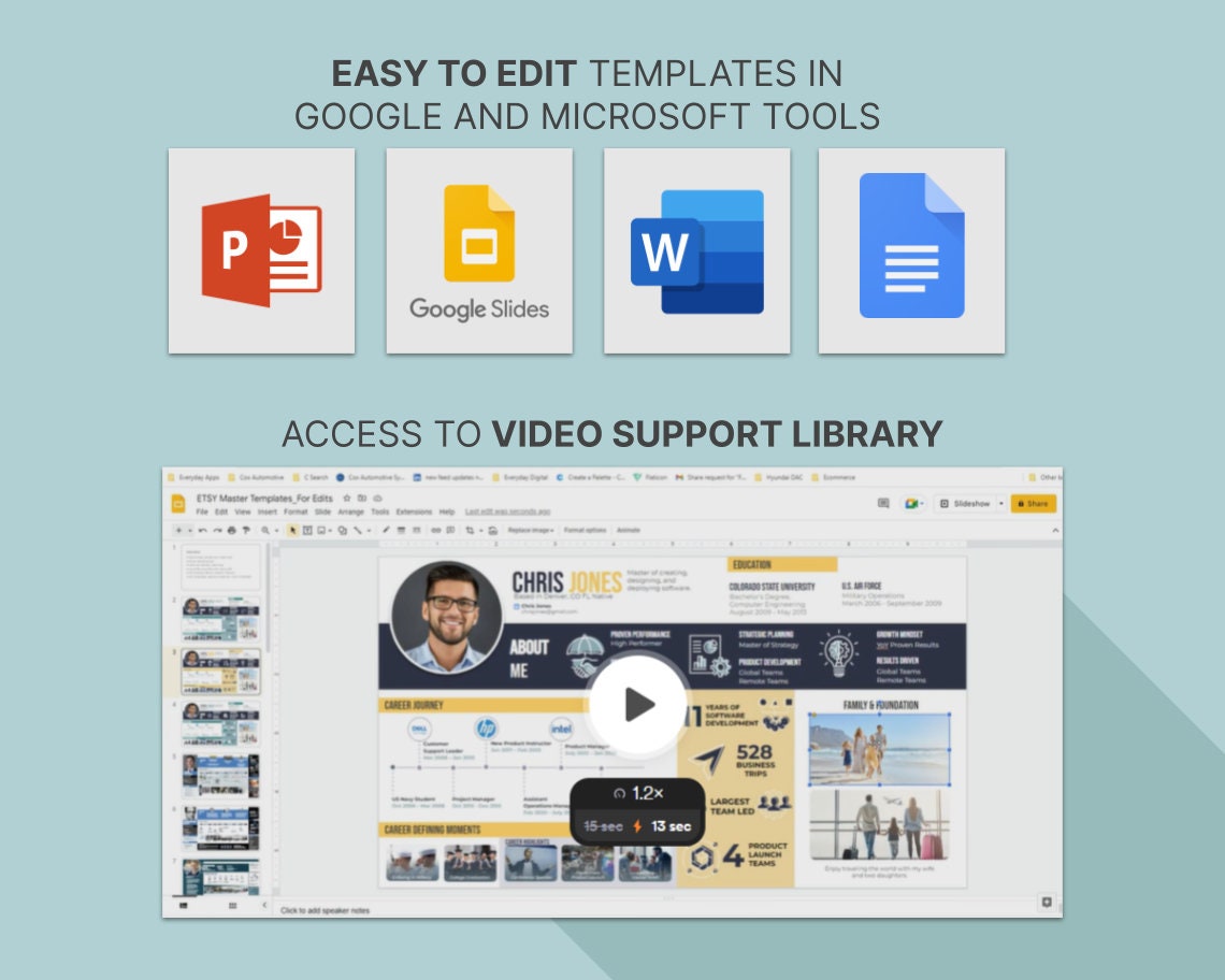 Professional Bio Template: Executive Profile Slide (powerpoint & Google ...