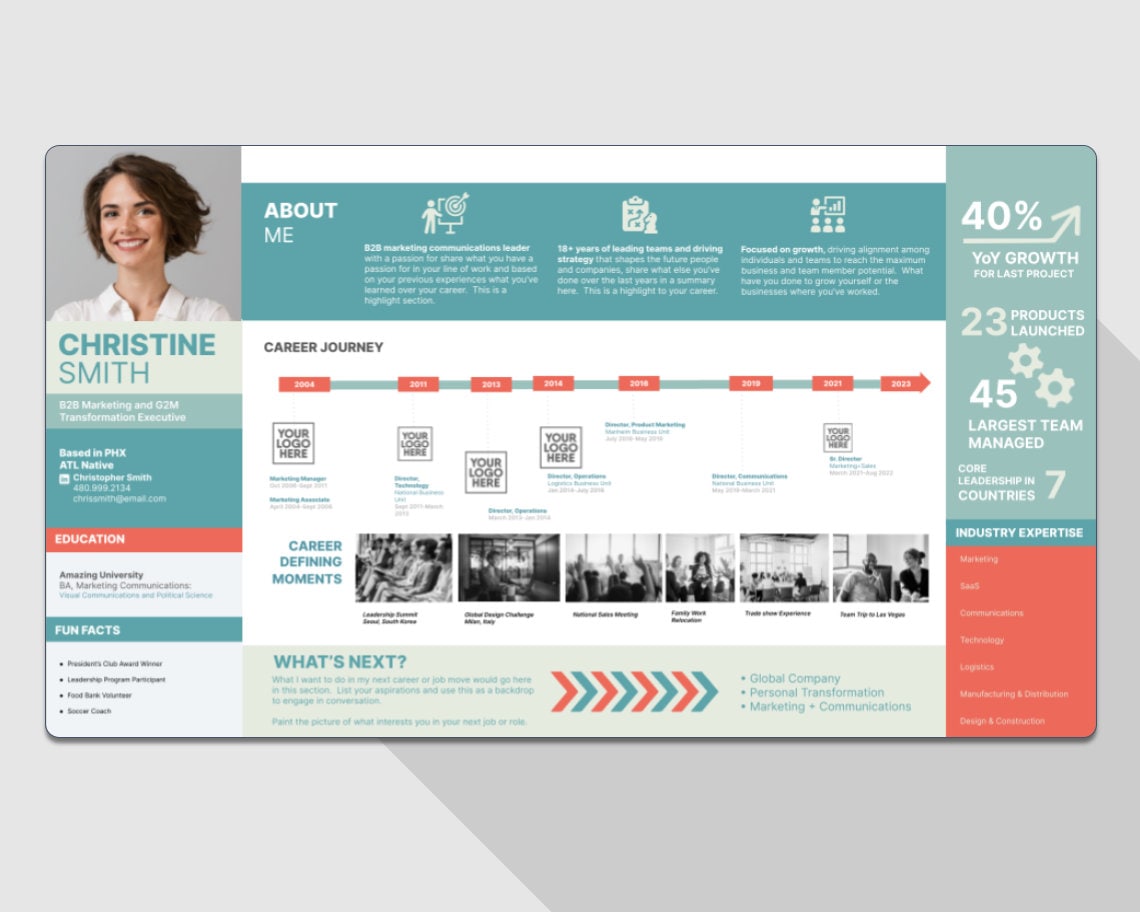 Professional Bio Template: One-page Executive Profile (powerpoint ...
