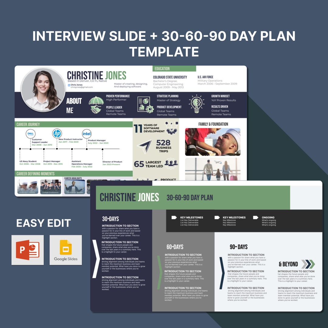 30 60 90 Day Plan Template: Interview Presentation (powerpoint & Google ...