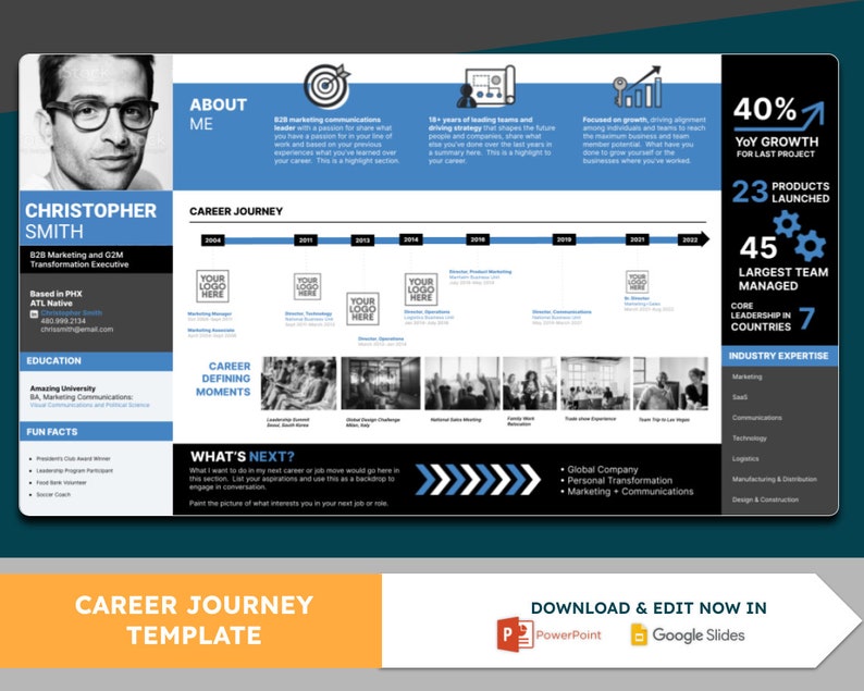 Professional Bio Template One Page Career About Me Template Career ...