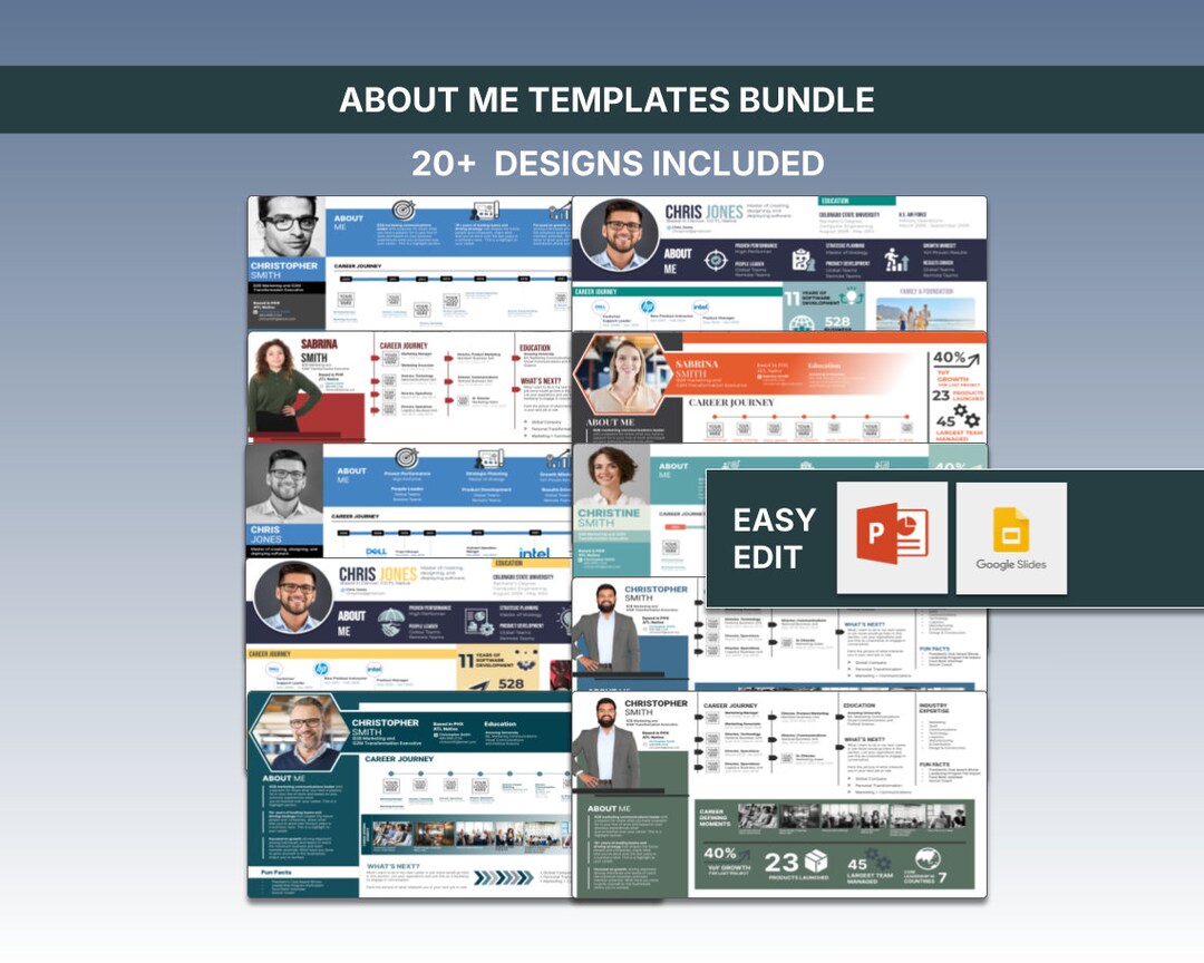 About Me Template Bundle: Professional Bio, Resume (powerpoint & Google ...