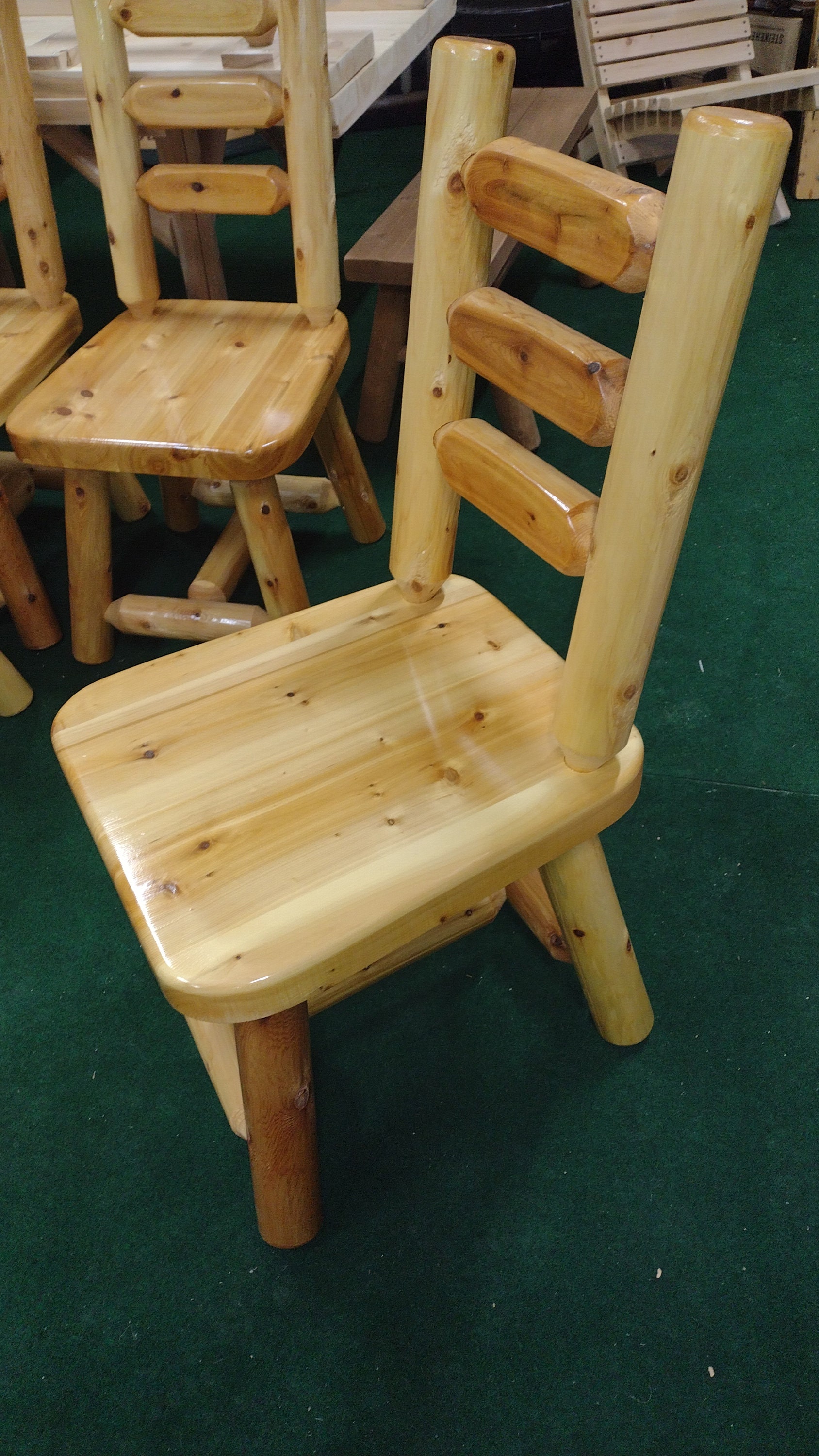 Rustic White Cedar Log Dining Chair Handcrafted Log Furniture for Cabin ...