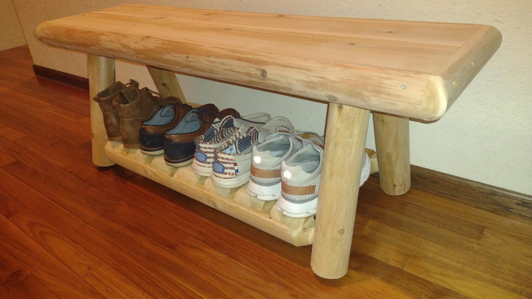 Rustic Cedar Shoe Rack Bench: Entryway Storage Organizer - Etsy