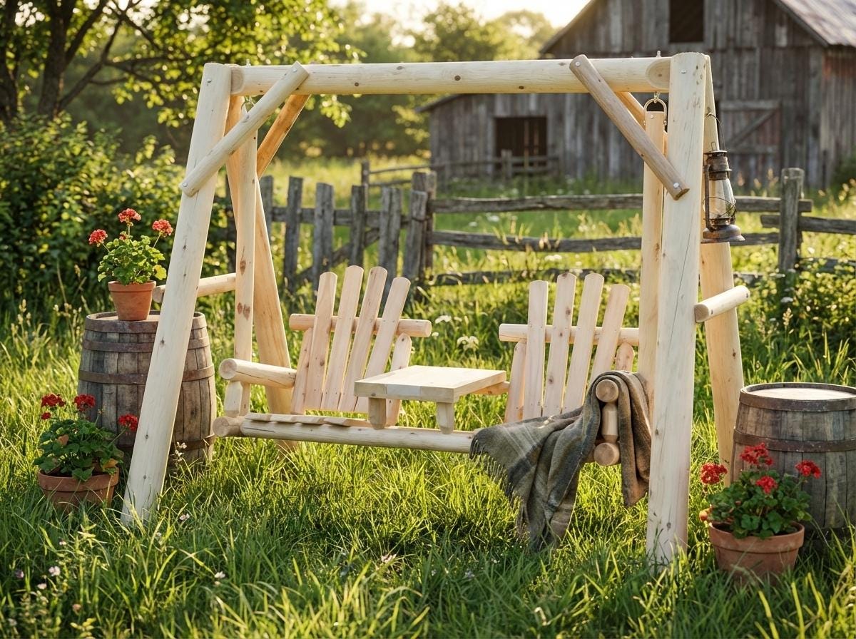 Handmade Cedar Log Swing: Rustic Outdoor Patio Furniture - Etsy