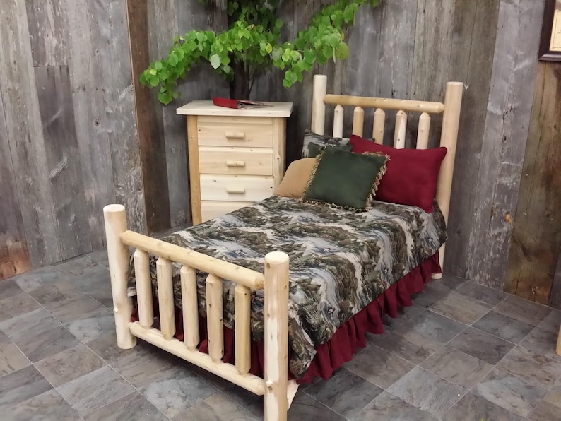 Handcrafted Cedar Log Bed | Rustic Cabin Bed Frame | Solid Northern ...