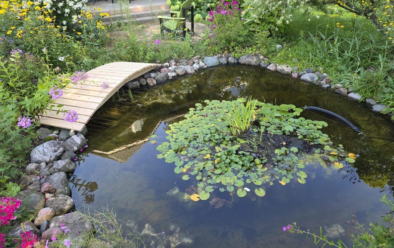 Handmade Cedar Garden Bridge: Rustic Outdoor Pond Decor - Etsy