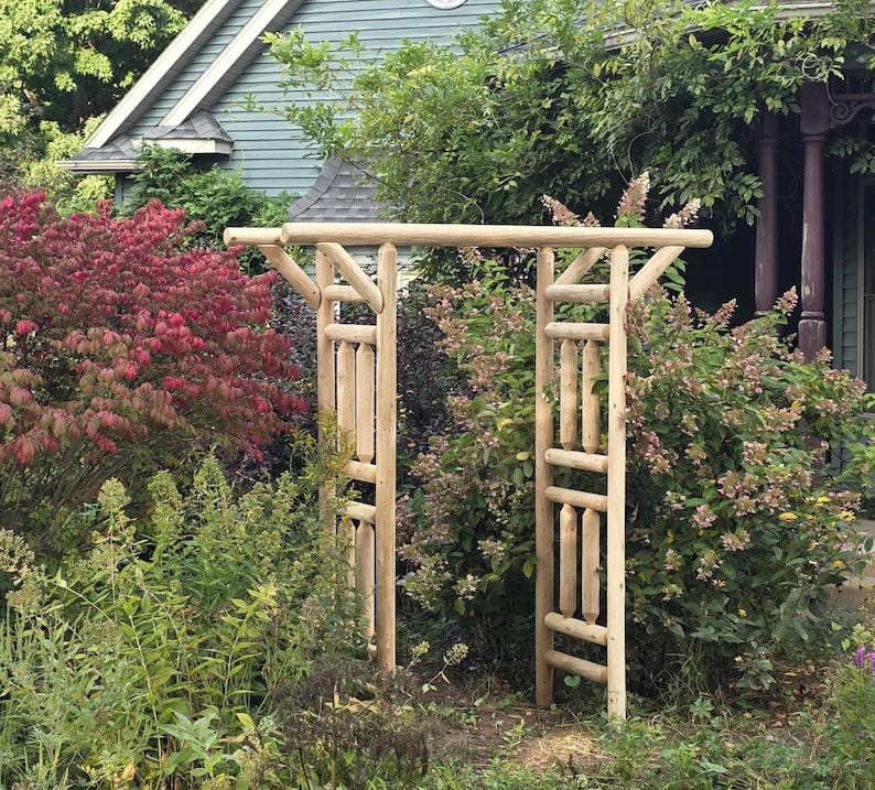 Cedar Log Arbor Garden Arch Rustic Wood Arbor Outdoor Wedding Arbor ...