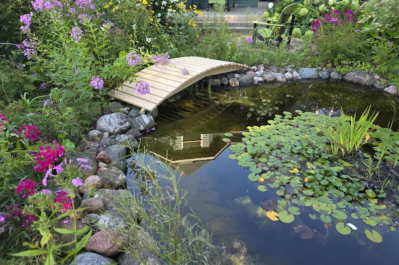 Handmade Cedar Garden Bridge: Rustic Outdoor Pond Decor - Etsy