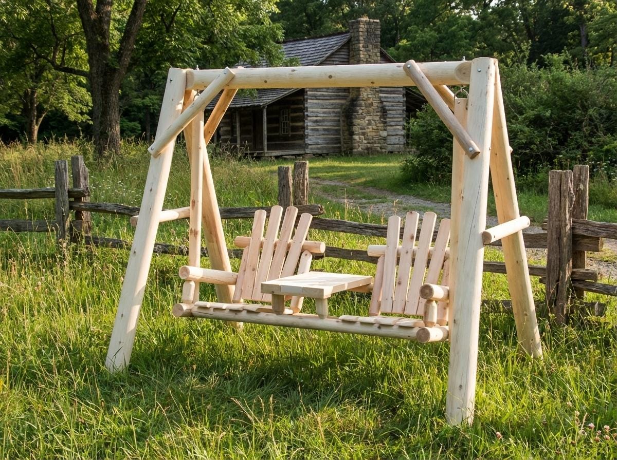 Handmade Cedar Log Swing: Rustic Outdoor Patio Furniture - Etsy
