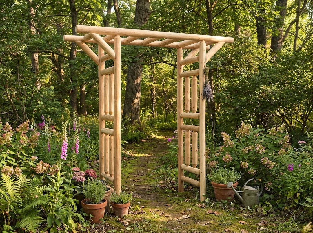 Cedar Log Arbor Garden Arch Rustic Wood Arbor Outdoor Wedding Arbor ...