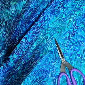 Blue Batik Quilting Fabric: Tropical Riviera Wavy Water, Robert Kaufman ...