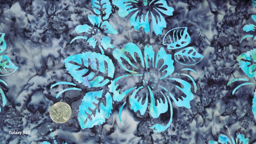 Quilting Fabric by the Yard Floral Theme Bali Hawaii Hibiscus Gray ...