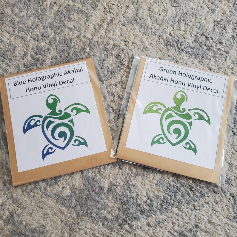 Holographic Green Sea Turtle Decal: Akahai Honu Vinyl Sticker - Etsy