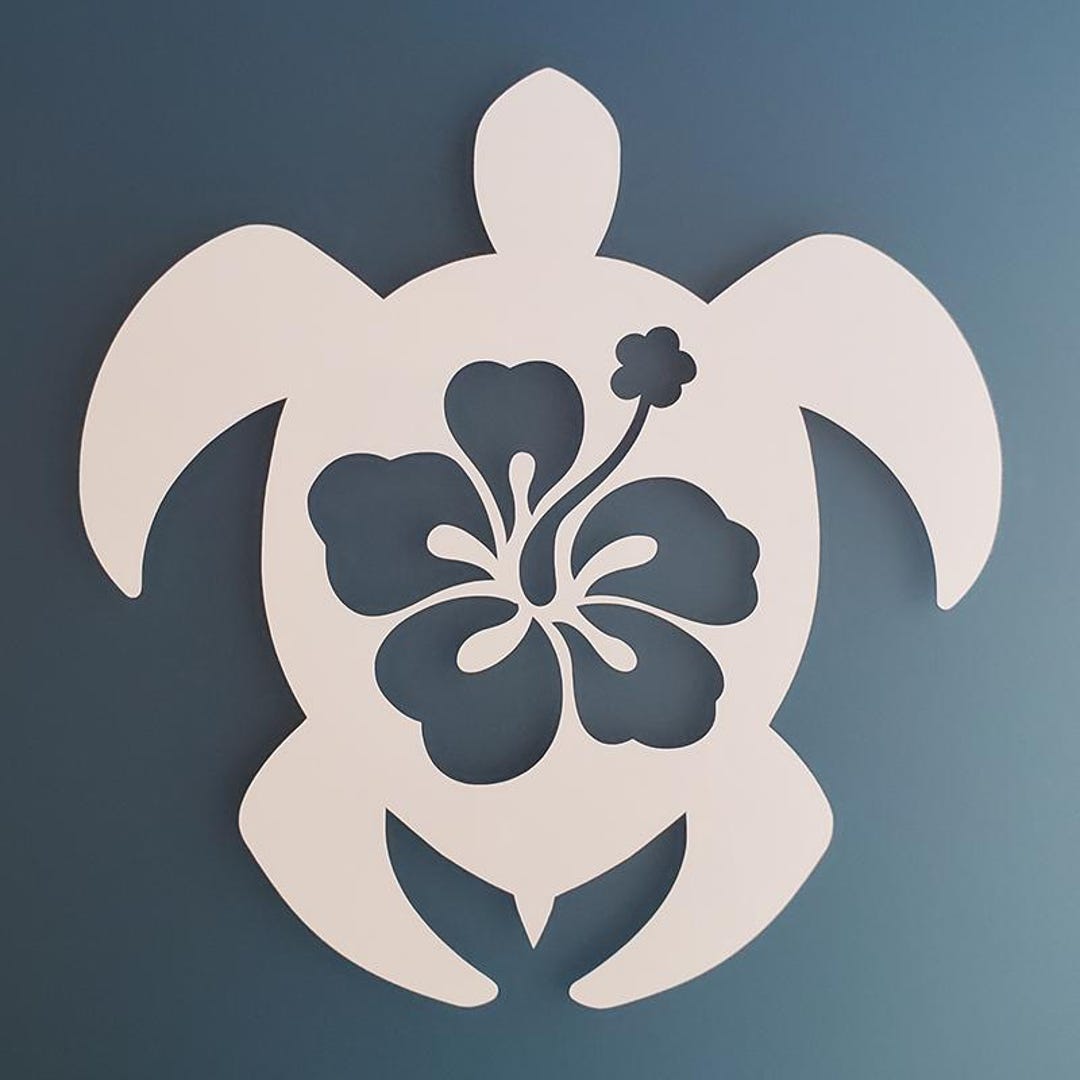 Hibiscus Honu Decal: Hawaiian Sea Turtle Vinyl Sticker - Etsy