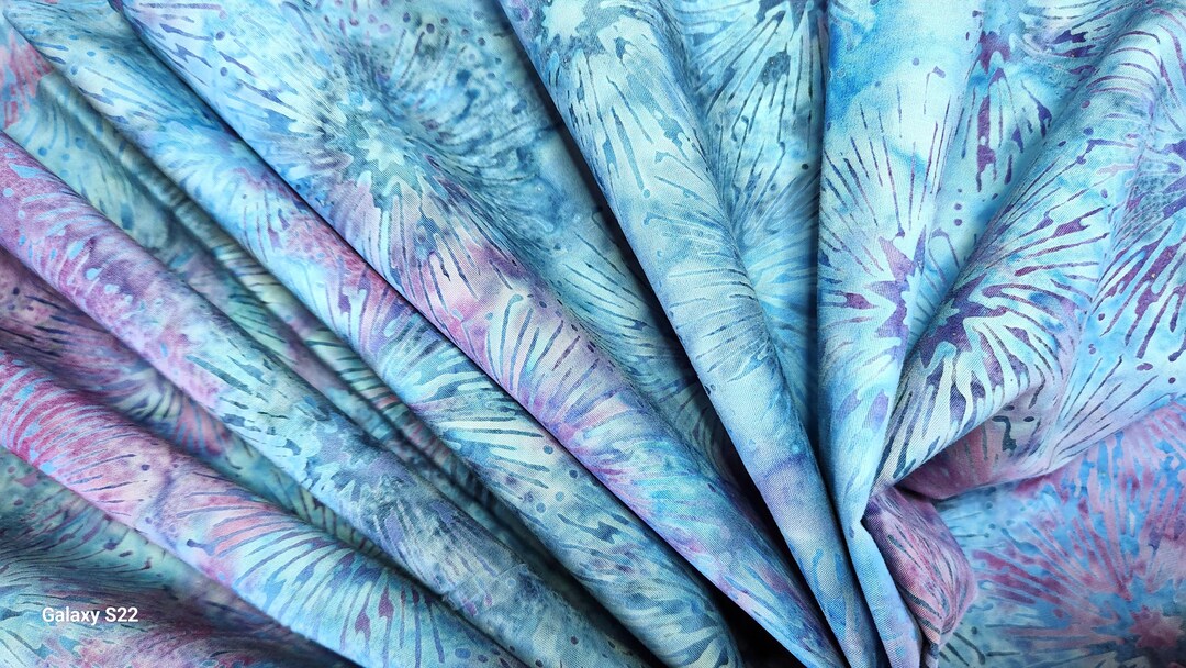Quilting Fabric by the Yard Dusk to Dawn Batiks Blue Starburst Material ...