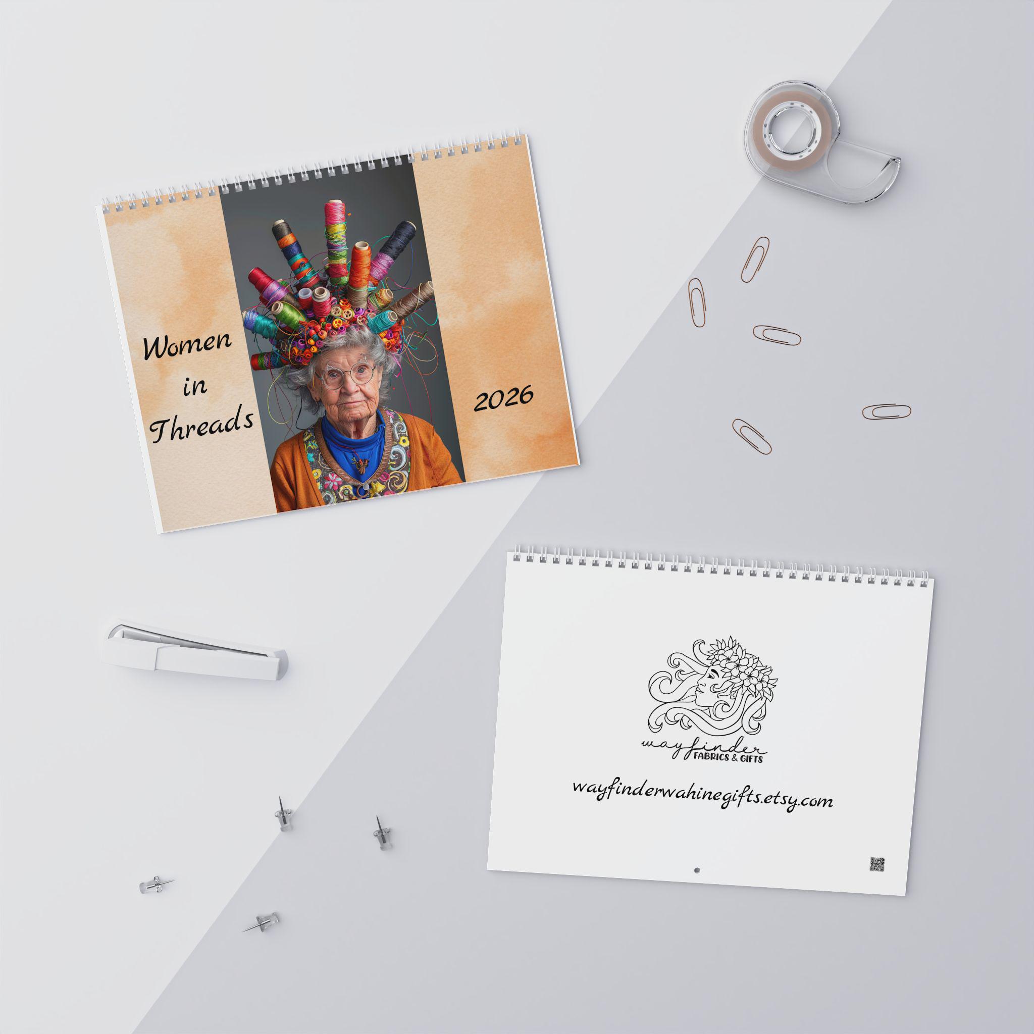 2026 Wall Calendar Women in Thread Quilters Gift Colorful Headdress ...
