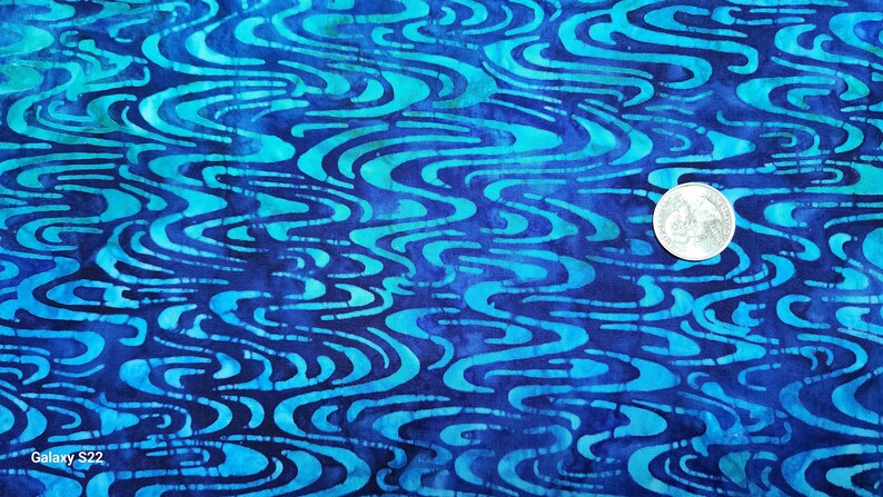 Blue Batik Quilting Fabric: Tropical Riviera Wavy Water, Robert Kaufman ...