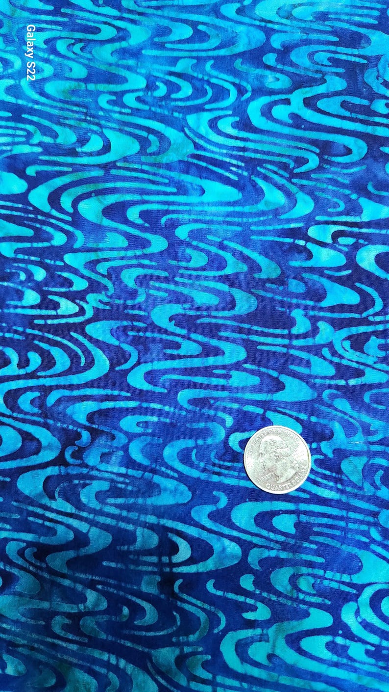 Blue Batik Quilting Fabric: Tropical Riviera Wavy Water, Robert Kaufman ...