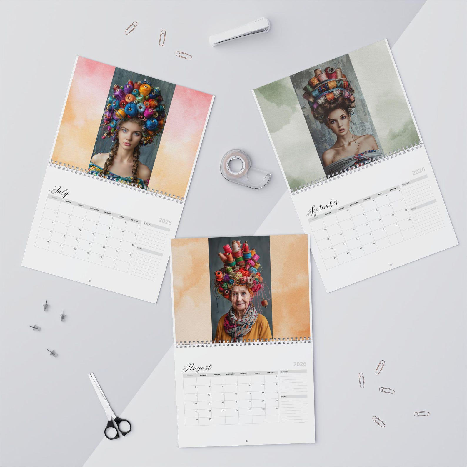 2026 Wall Calendar Women in Thread Quilters Gift Colorful Headdress ...