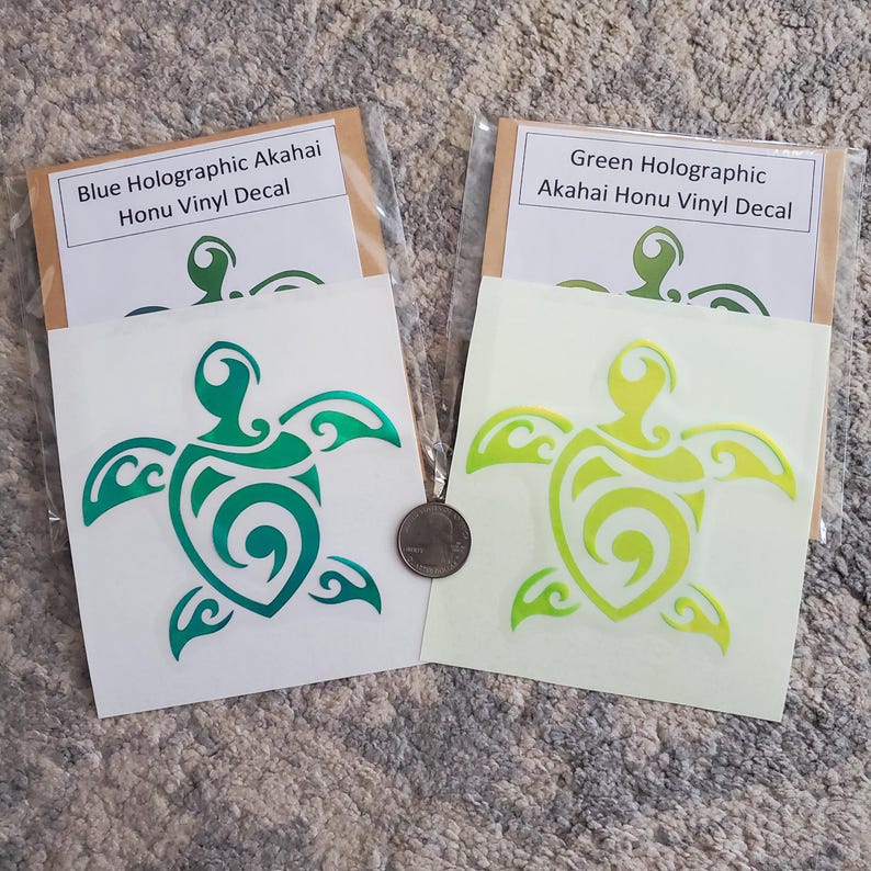 Holographic Green Sea Turtle Decal: Akahai Honu Vinyl Sticker - Etsy