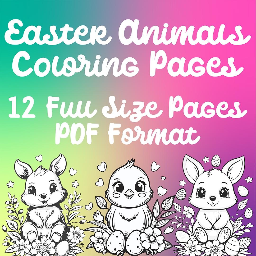Cute Easter Animals Coloring Pages PDF Digital Download Kids Activity ...
