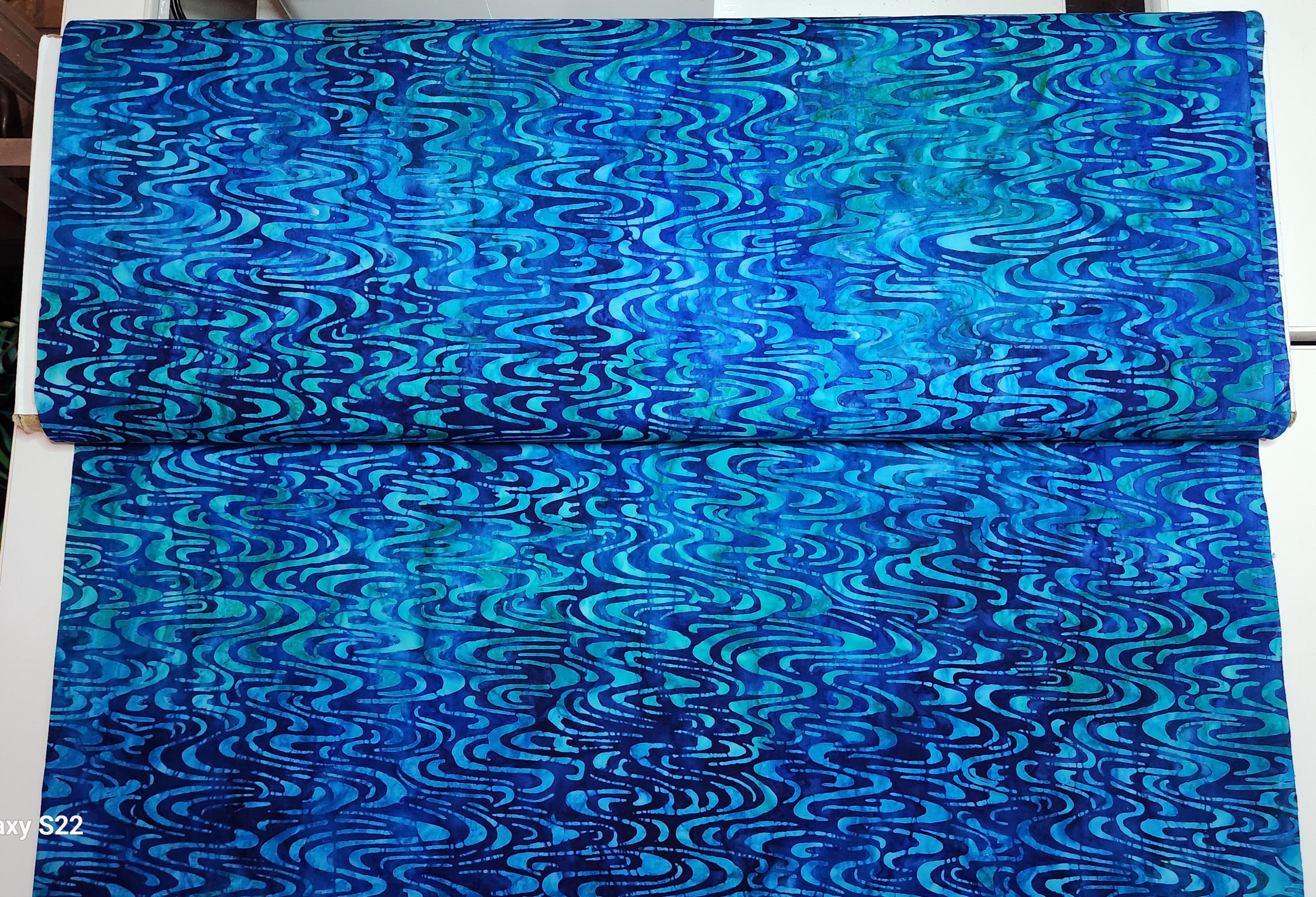 Blue Batik Quilting Fabric: Tropical Riviera Wavy Water, Robert Kaufman ...