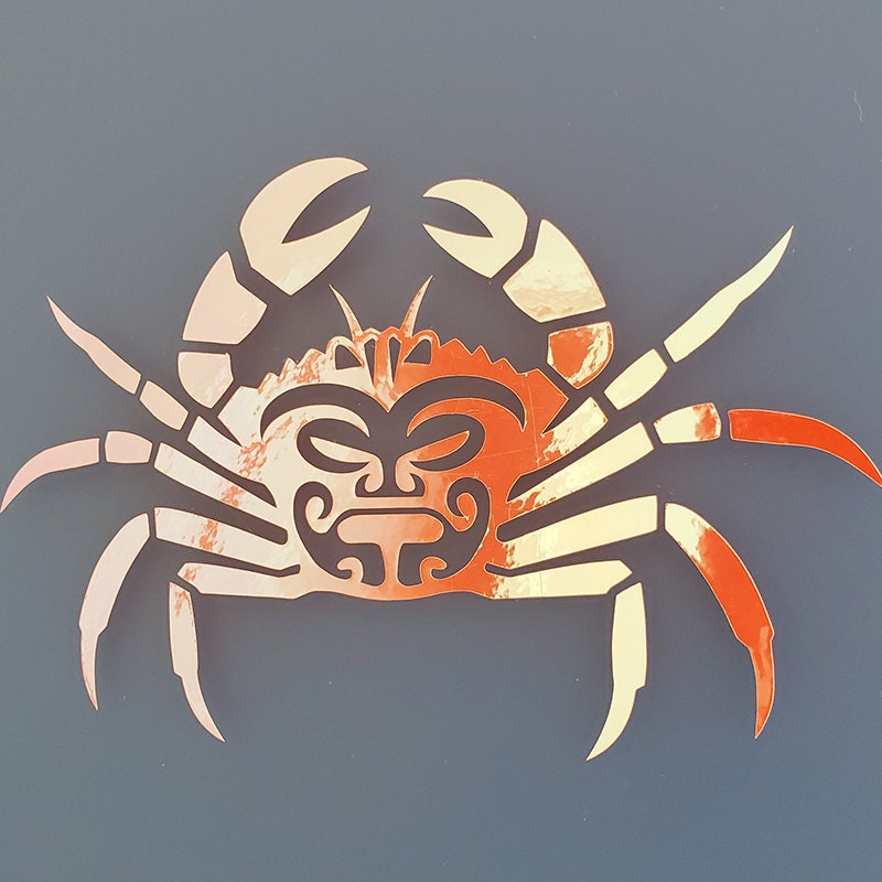 Holographic Tiki Crab Vinyl Car Decal Golden Pink - Etsy