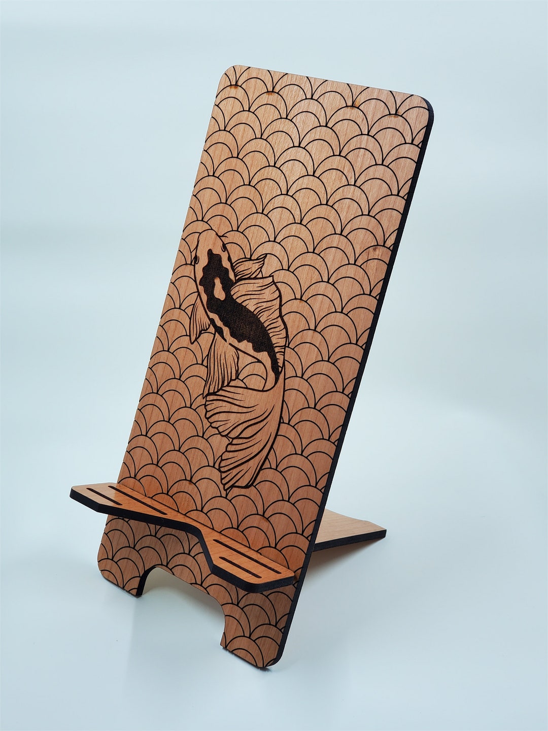 Sashiko Koi Fish Cell Phone Stand Wooden Phone Stand for Desk Japanese ...