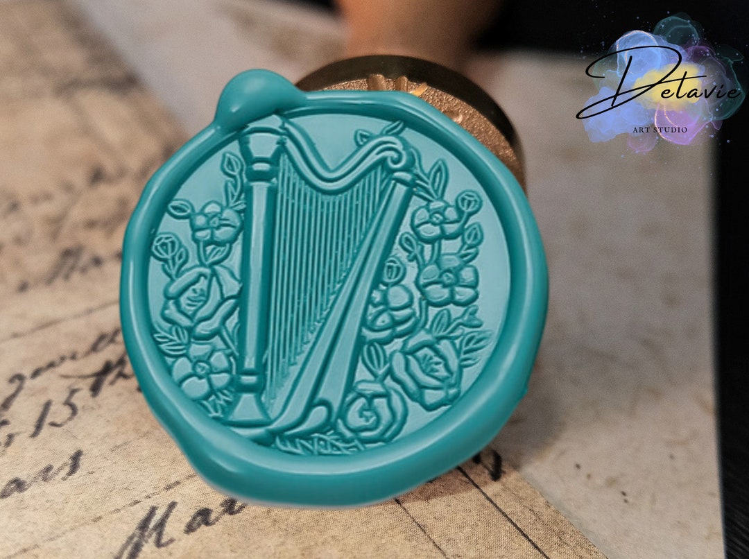 Harp Wax Seal Stamp – Wedding Envelope Seal, Music Theme Wax Stamp ...