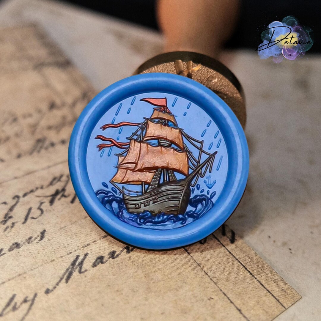Sailing Ship Wax Seal Stamp / Nautical Wax Seal | Vintage Sailboat Wax ...