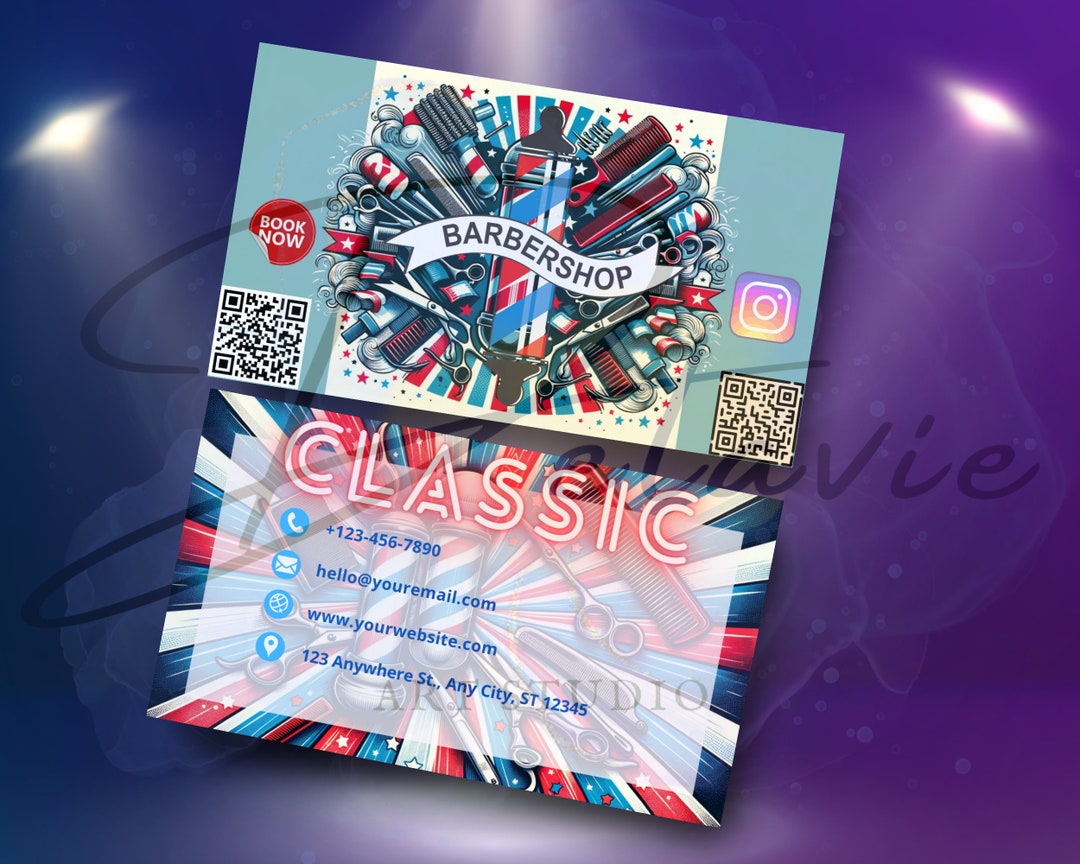 Barber Shop Business Card QR Code Business Card Digital - Etsy