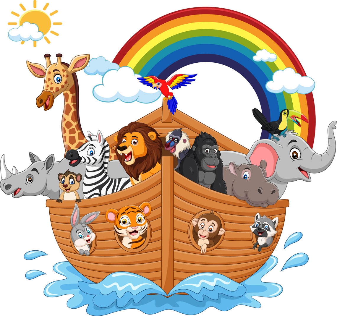 Noah's Ark Clipart Boat With Animals Digital Download PNG - Etsy